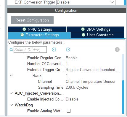 Internal Temperature of STM32 - STM32CubeIDE
